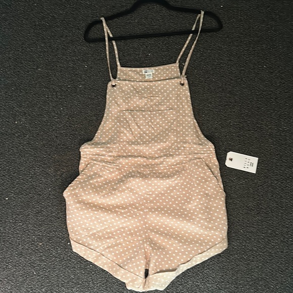 Billabong | Pants & Jumpsuits | Tan Polka Dot Billabong Romperoveralls ...